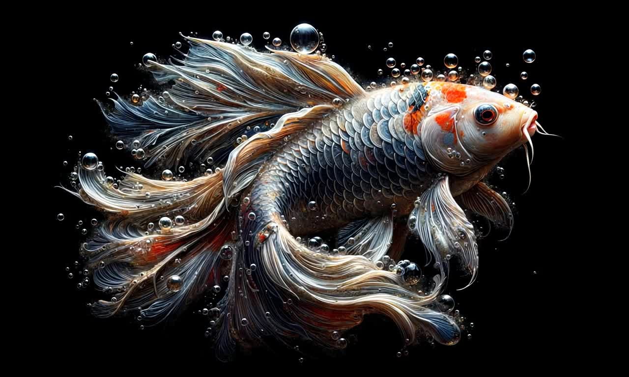 Vibrant Fish Swimming Through Bubbles | Deep Dream Generator