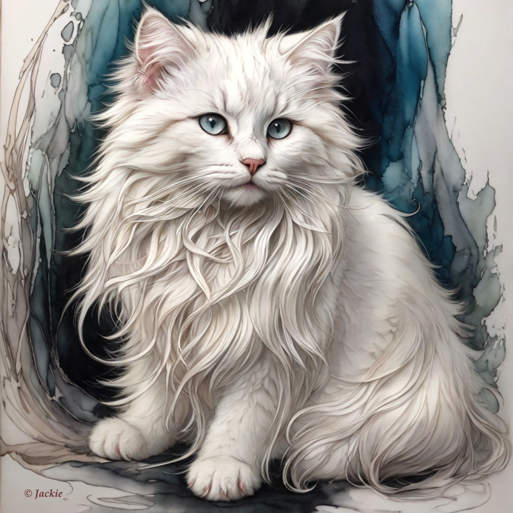 Scruffy White Cat | Deep Dream Generator