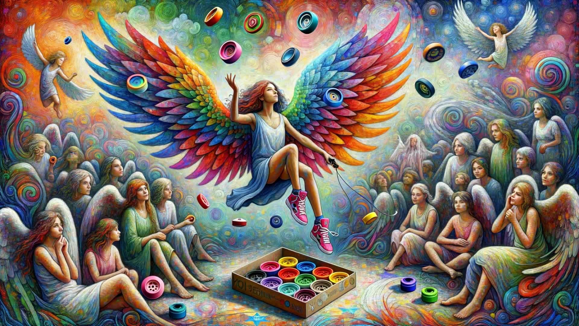 Animated Yo-Yo heaven. The angel is a Yo-Yo champion and is teaching ...